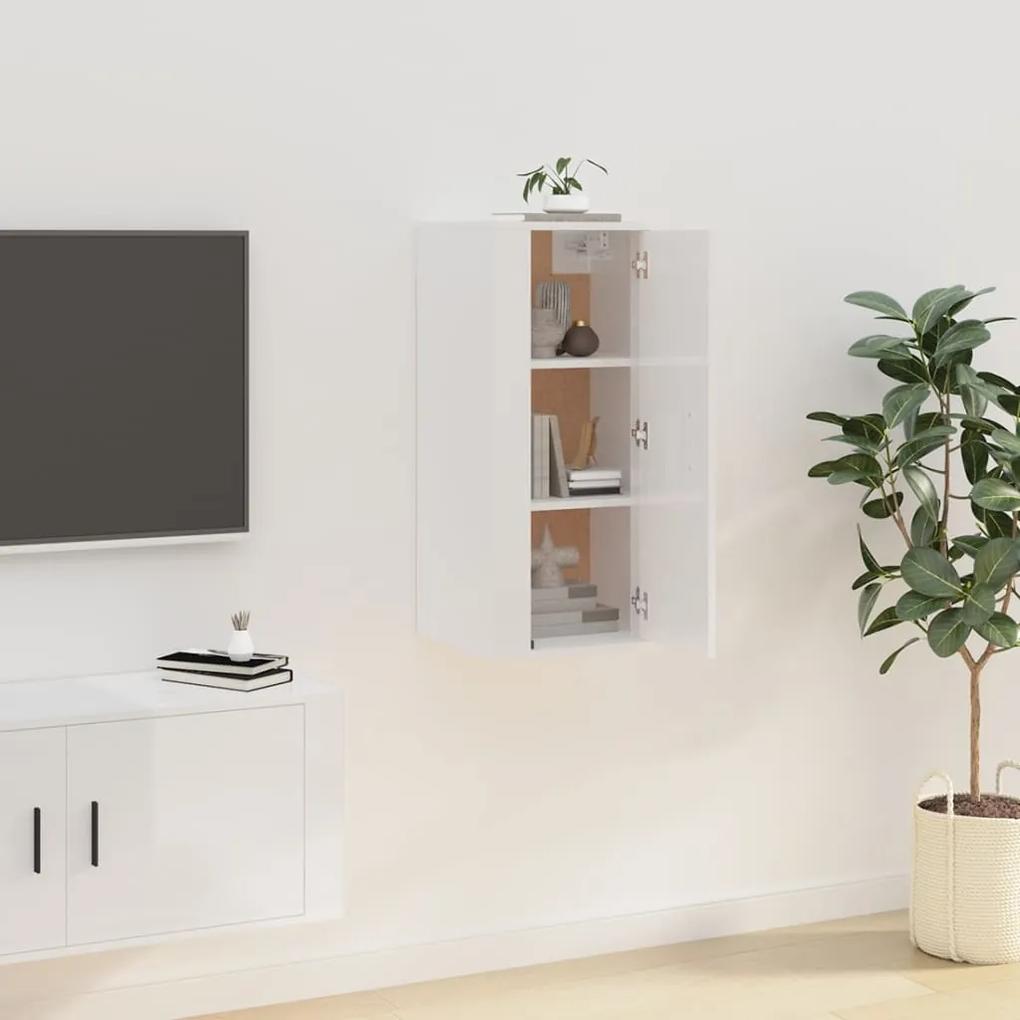 Nástěnná TV skříňka bílá s vysokým leskem 40x34,5x80 cm - Default Title