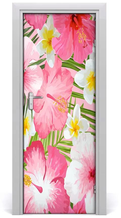Samolepící fototapeta na dveře tropické květiny 95x205 cm
