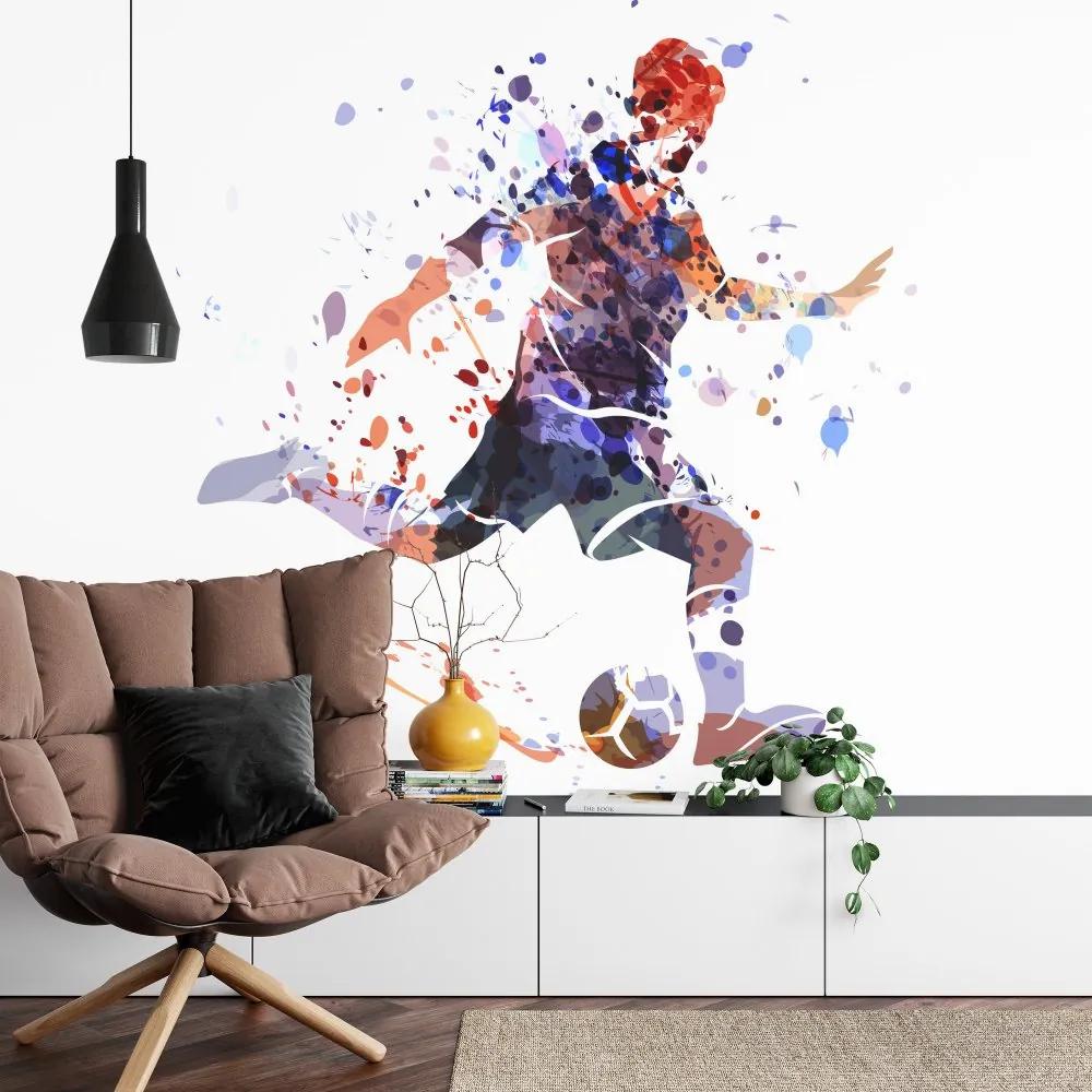 Fototapeta Akvarel Silueta Fotbalového Hráče Omyvatelný vlies 180x120
