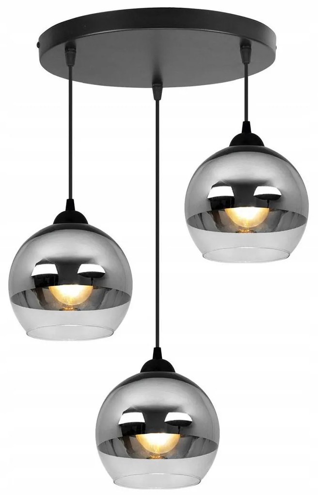 Závěsné svítidlo Bergen, 3x chromové/transparentní skleněné stínítko (fi 15cm), o