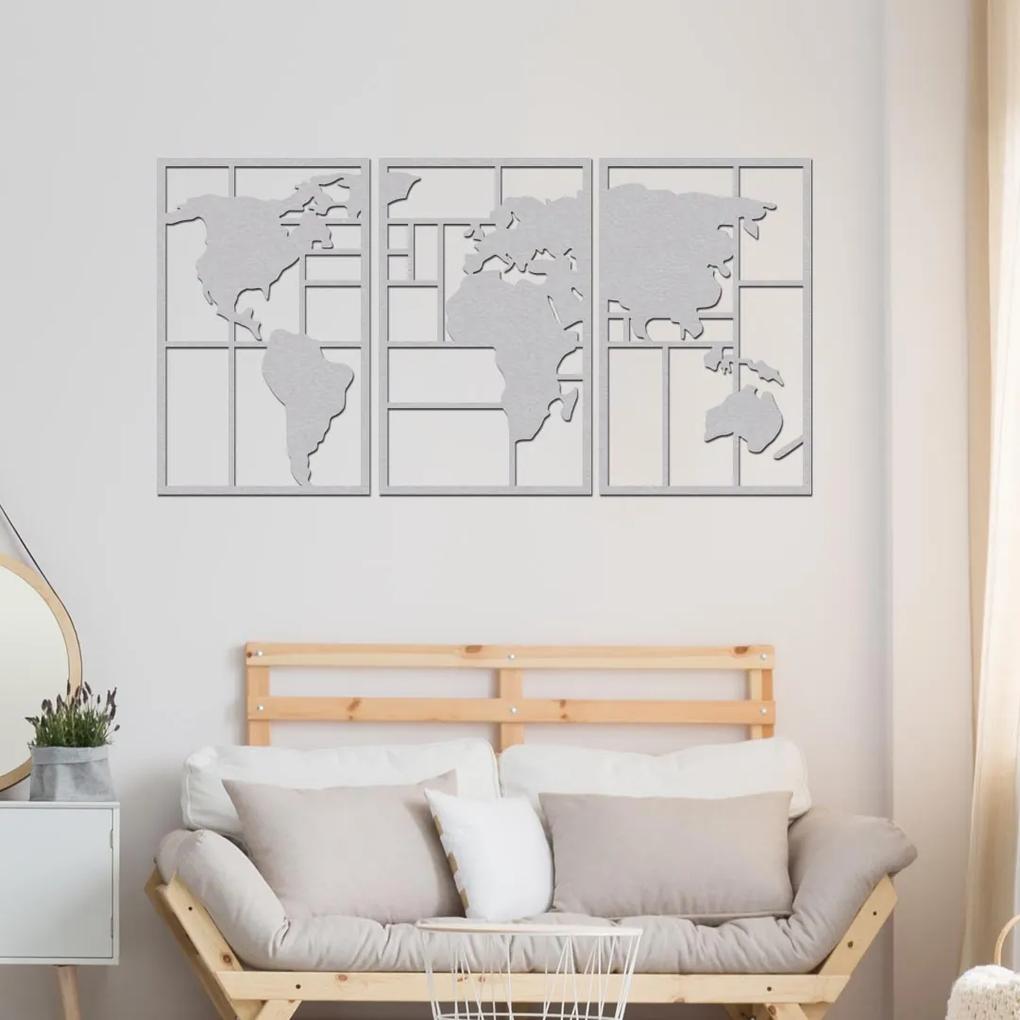 dřevo života Dřevěná mapa světa GEOMETRY Barevný vzor: Bílá, Velikost map: 120x64