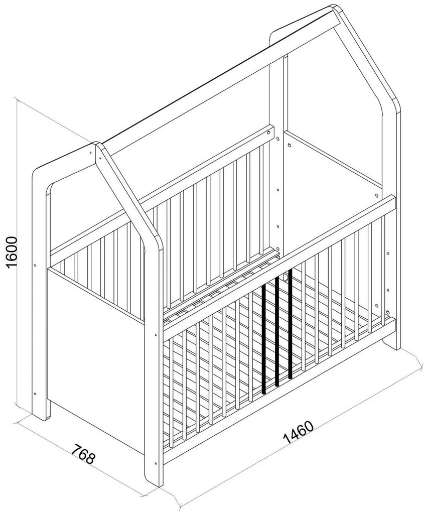 Dětská funkční postýlka 70x140 Spencer - bílá/šedá
