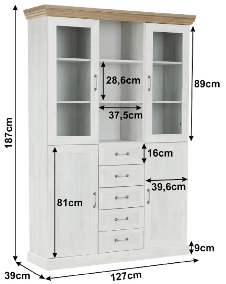 Kondela Vitrína, sosna skandinávská / dub divoký, ROYAL W2D