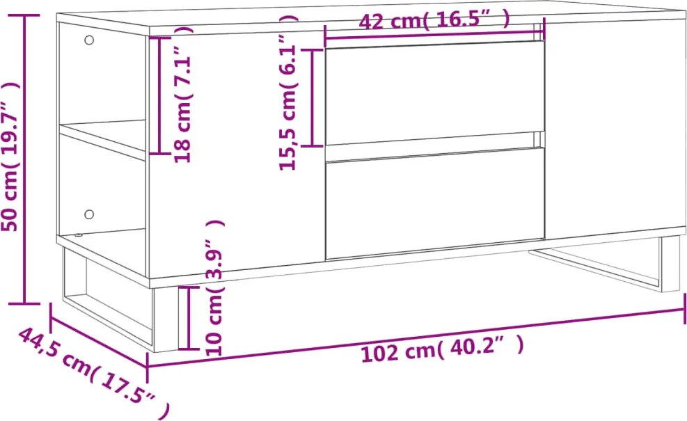 vidaXL Konferenční stolek 102x44,5x50 cm kompozitní dřevo [831006] Barva: Bílá