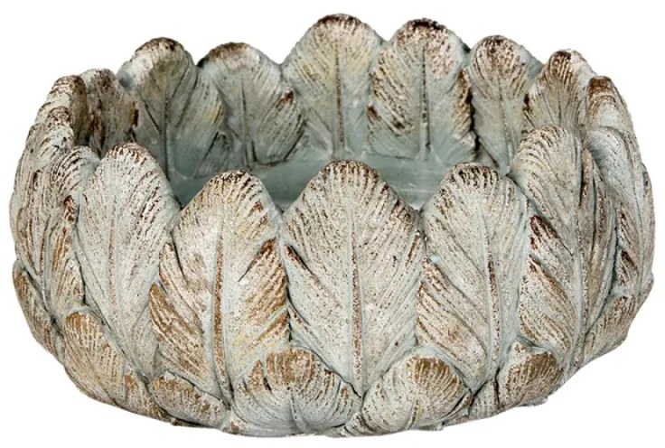 Cementový obal na květináč s peříčky Oriane – 20x10 cm