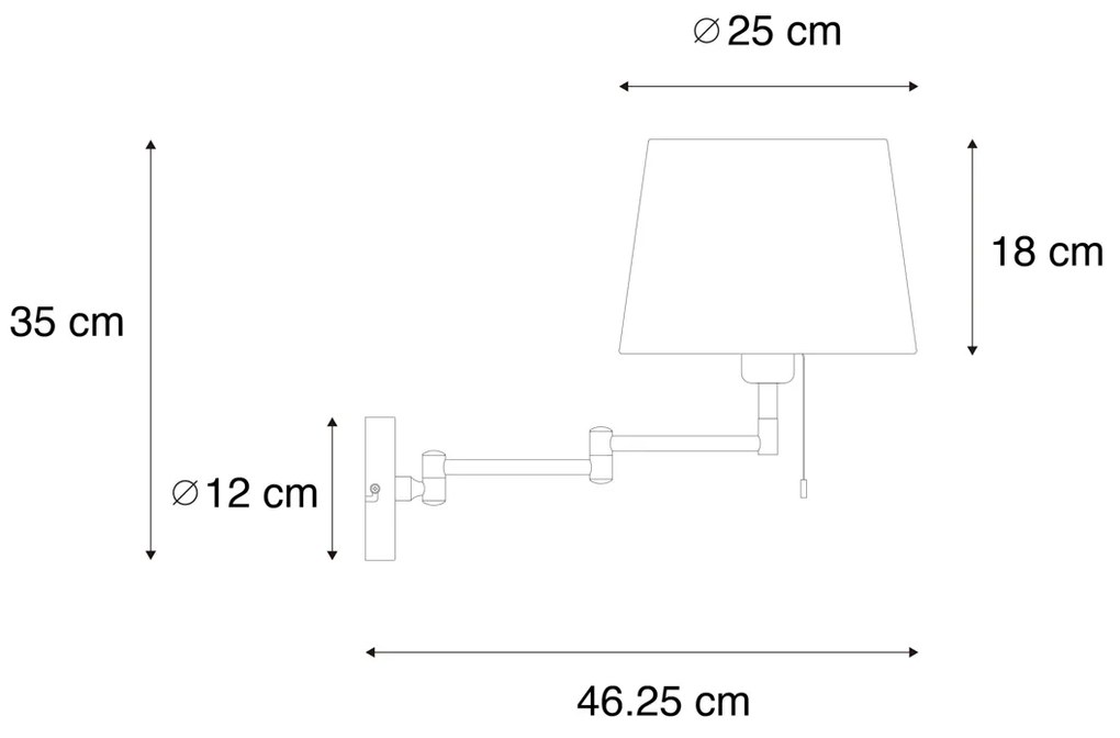 Nástěnné svítidlo černé s černým stínítkem a nastavitelným ramenem - Ladas Deluxe