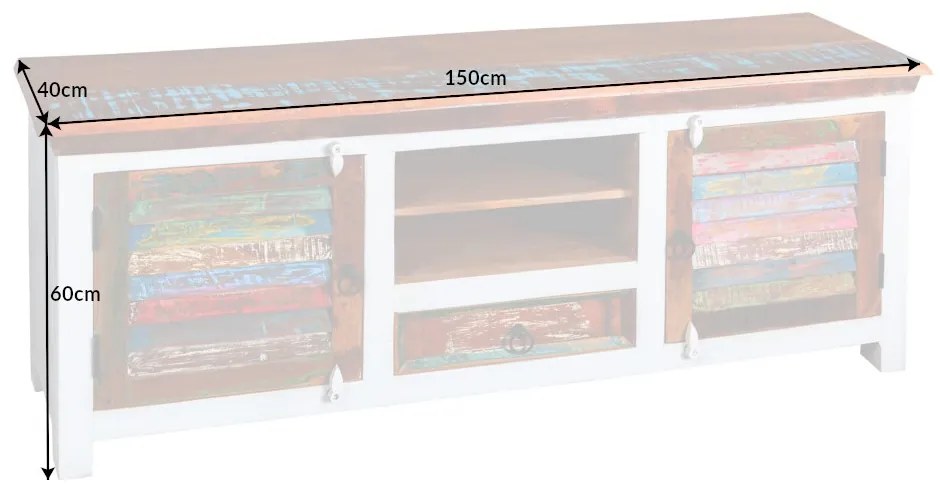 Massive home | Televizní stolek Jakarta White 150 CM masiv mango / recykl