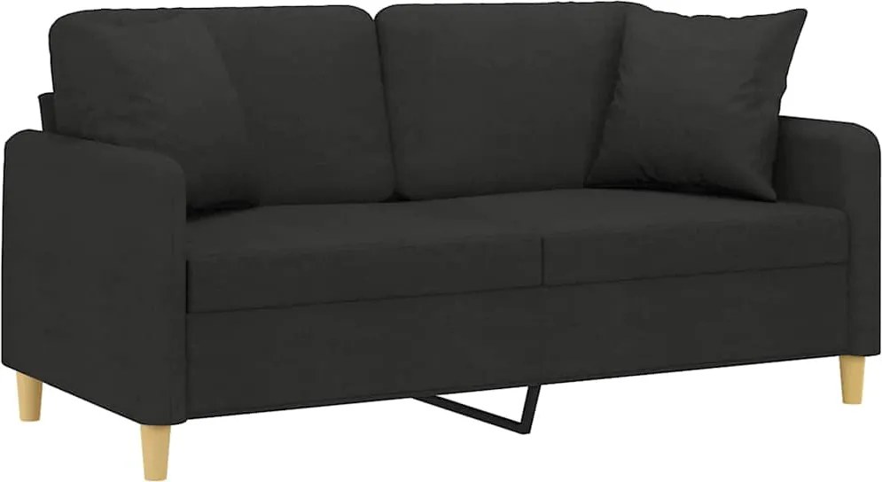 2místná pohovka s polštáři černá 140 cm textil 3200913