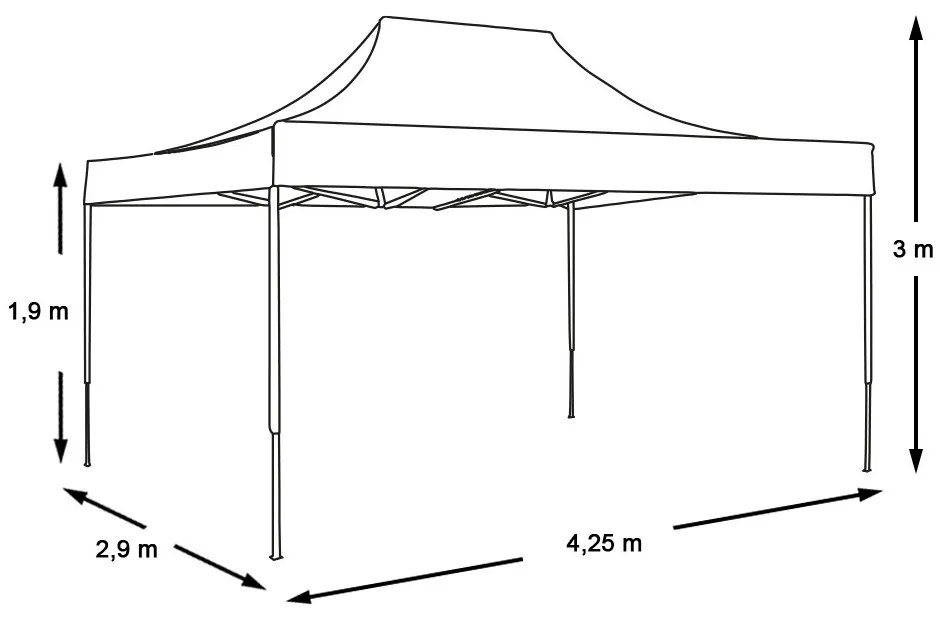 Skládací zahradní pavilon - různé typy - 2,9x4,25m - modrá - pavilon+přenosná taška