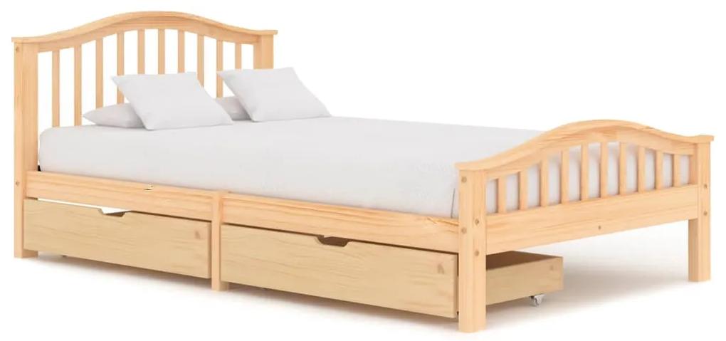 3060356 vidaXL Rám postele se 2 zásuvkami masivní borové dřevo 120 x 200 cm