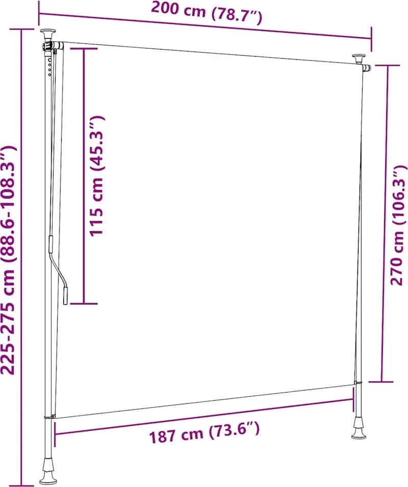 vidaXL Venkovní roleta 200 x 270 cm [368771] Barva: Žlutá
