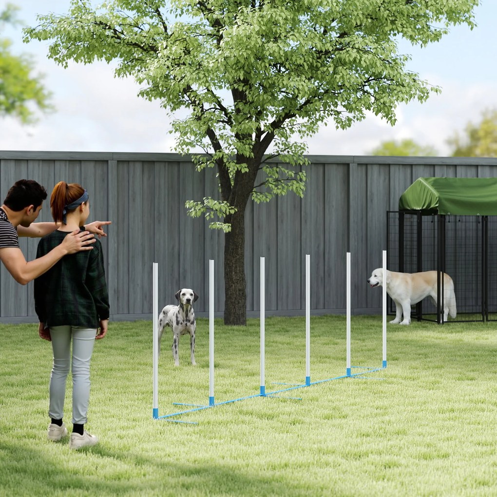 Sada pro trénink agility pro psy PawHut s pytlem z polyesteru 600D bílo modrá 305 x 60 x 94 cm pro psí sporty | Aosom.de