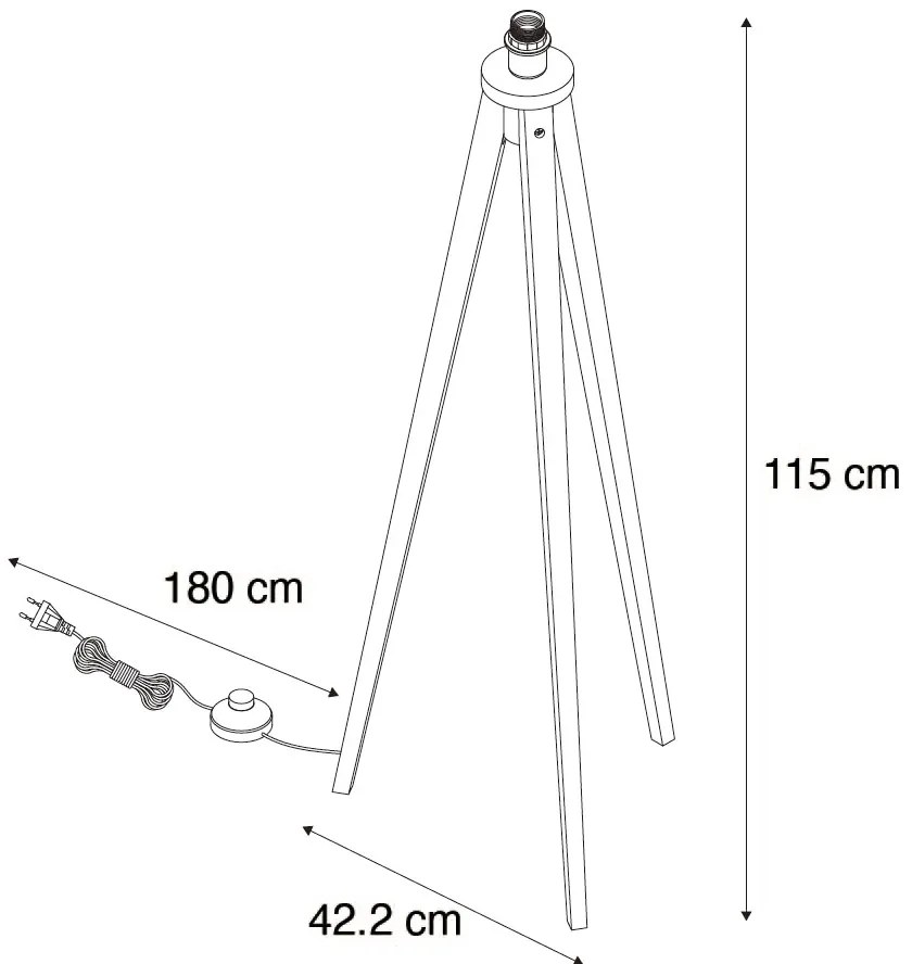 Rustikální stojací lampa stojan ořechové dřevo - Tripod Classic