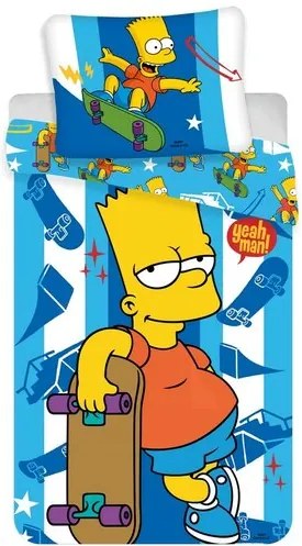 Jerry Fabrics Dětské bavlněné povlečení The Simpsons Bart skater, 140 x 200 cm, 70 x 90 cm