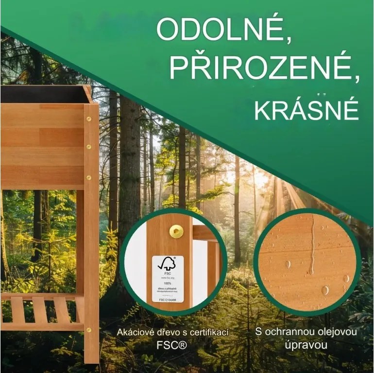 Vyvýšený záhon Raidy 100 cm z akáciového dřeva hnědý