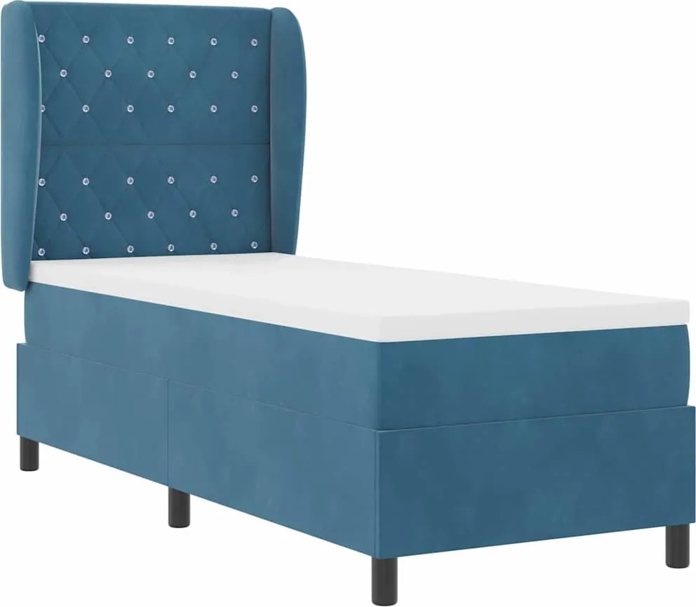 Postel s boxspringem s čelo Tmavě modrá 200 x 80 cm samet 3340848