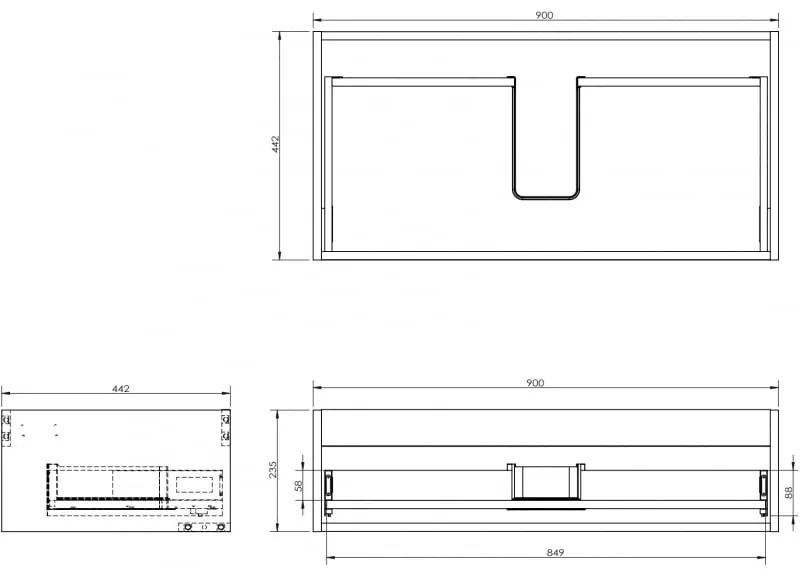 Mexen Box-A, závěsná skříňka 90 cm, 1 zásuvka, bílá lesklá, 91AX0-0900-235-1-00