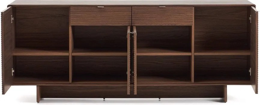 Tmavě hnědá komoda v dekoru ořechu 194,5x78x45 cm Norlen – Kave Home