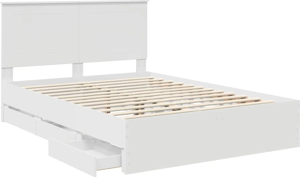 Rám postele se zásuvkou Bílá 140 x 190 cm Inženýrské dřevo 3409454
