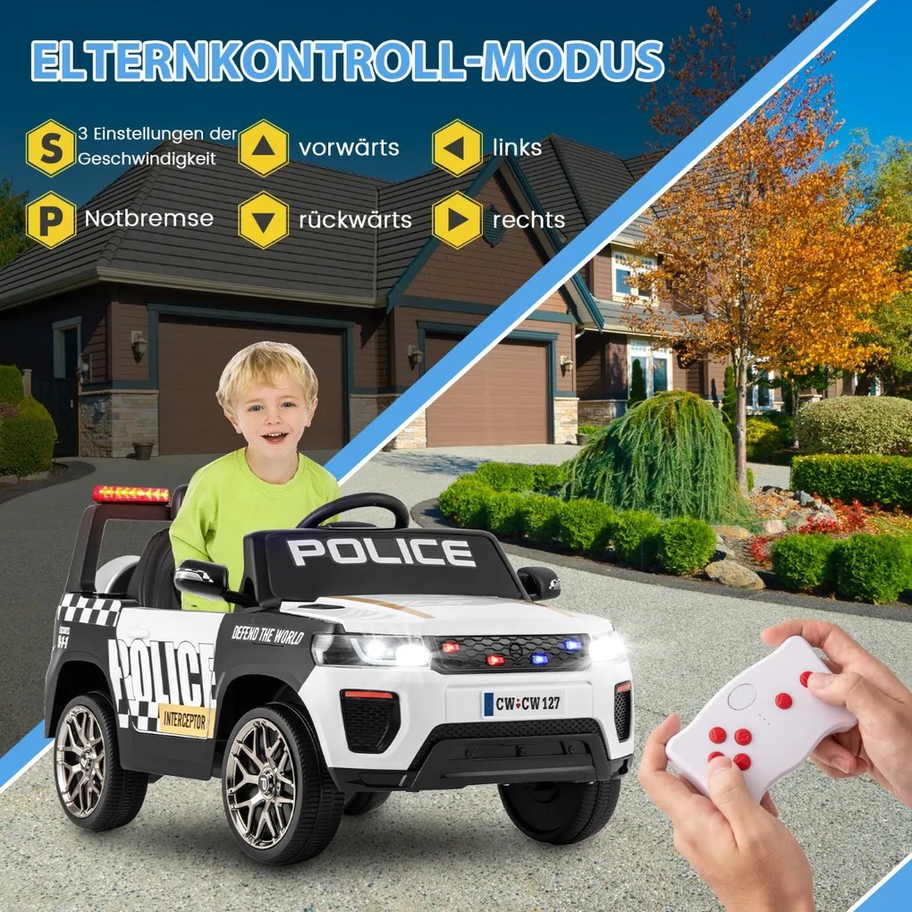 Costway 12 V dětské elektrické auto Police elektrické dětské auto s dálkovým