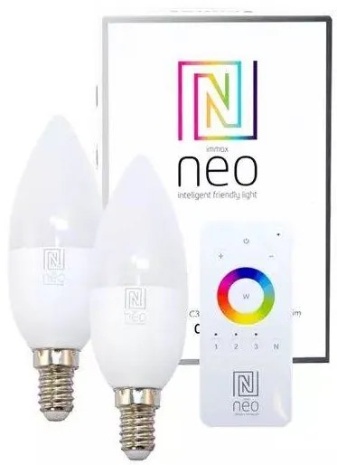 Sada 2x LED inteligentní stmívatelná žárovka Immax NEO SMART, E14, C37, 5W, teplá bílá, včetně ovlad Immax neo NEO SMART 07002BD
