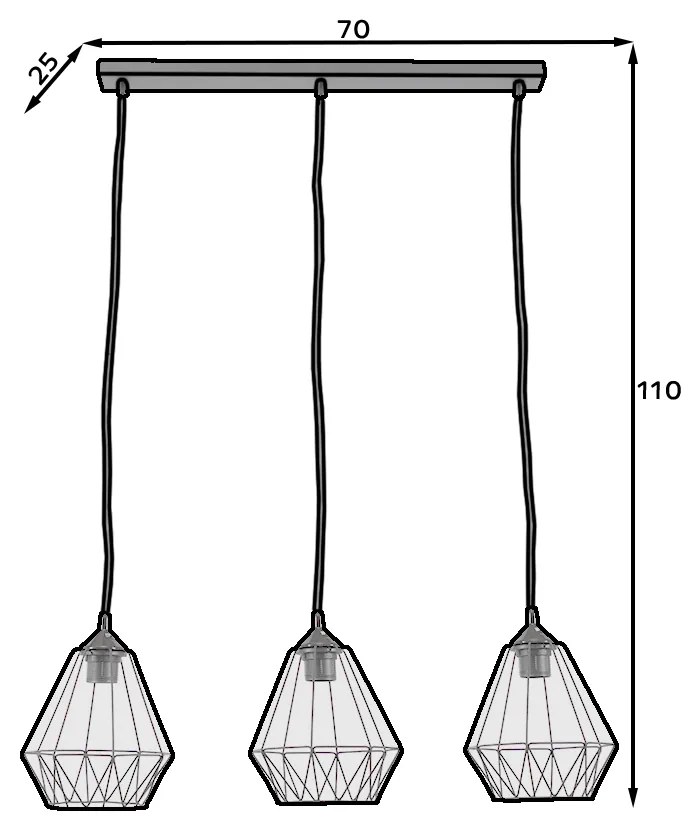 Eltap Moderní závěsné osvětlení Benigne 3 line, 70x25x110cm