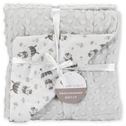 Interbaby Dětská deka 80x110 Medvídci šedé mikrovlákno s vyraženými bublinami