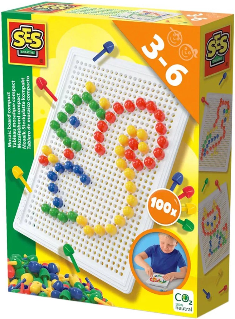 SES CREATIVE Mozaika na desce malá barevné kloboučky 100 dílků 14046x