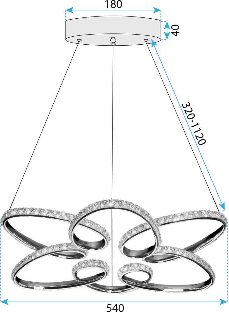 Toolight Toolight, LED stropní osvětlení 54cm, 48W, 4000K, G002-CP, chromová, OSW-09743