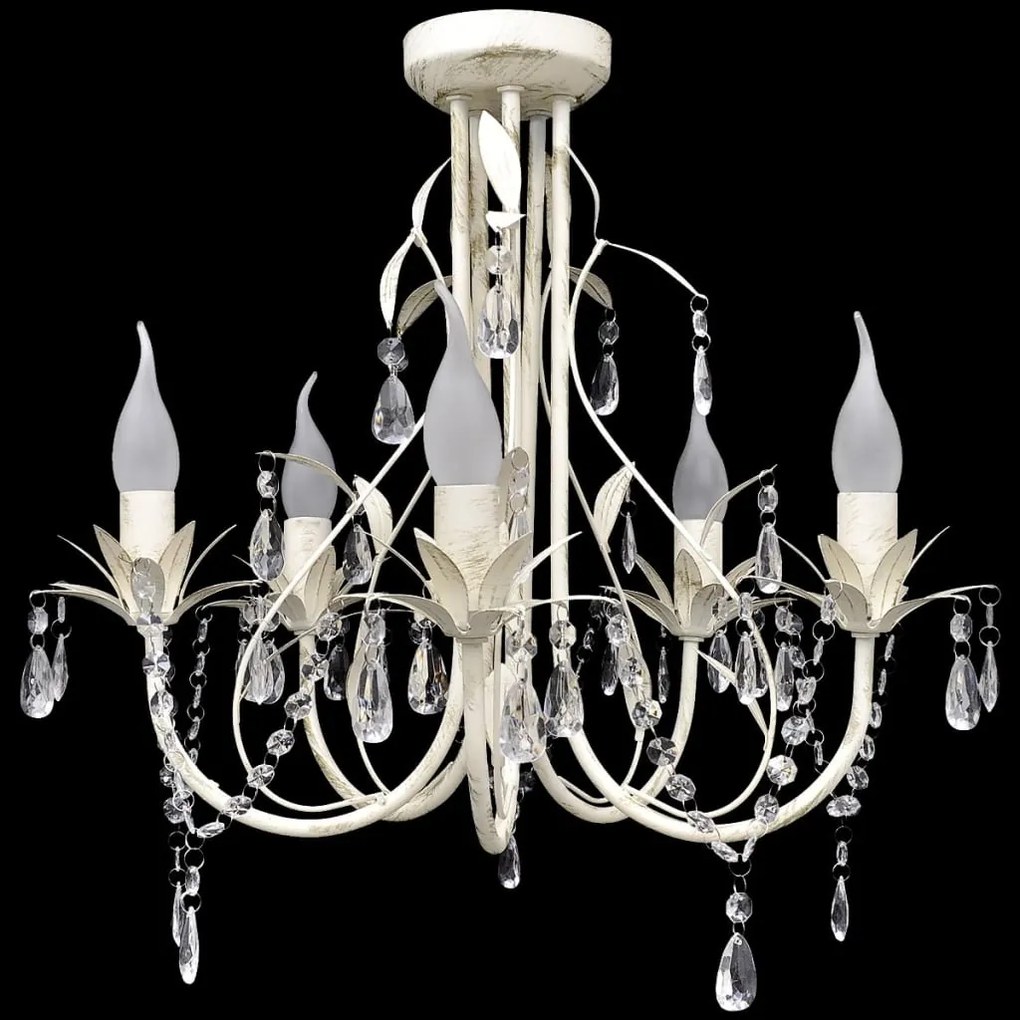 Elegantní, křišťálový lustr bílý na pět žárovek 240687