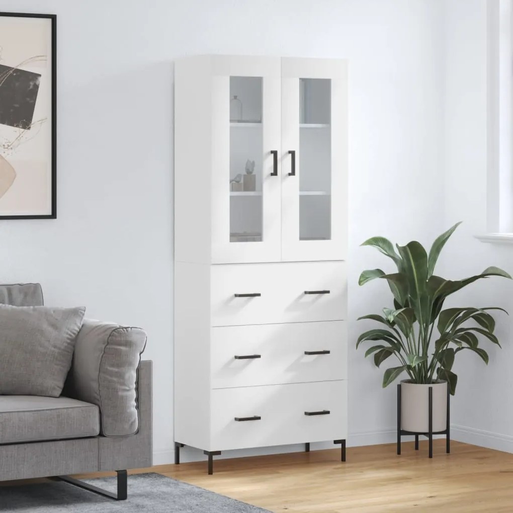 Skříň highboard bílá 69,5 x 34 x 180 cm kompozitní dřevo