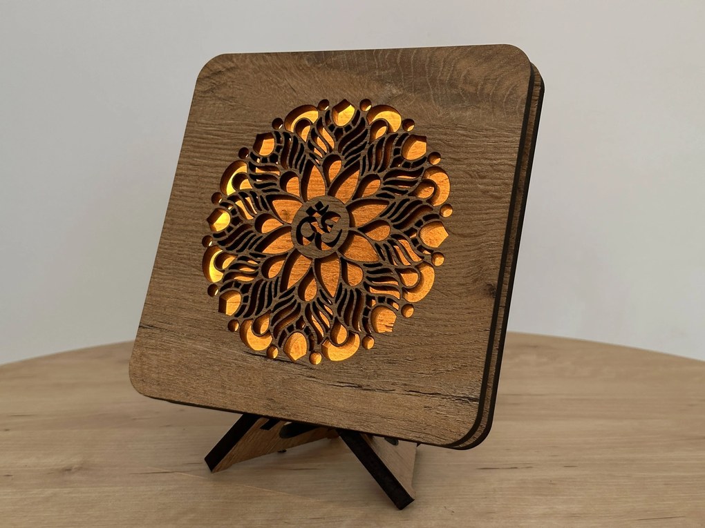 Li-Go "Mandala Aum" lampa 19x19cm provedení povrchu: dub světlý