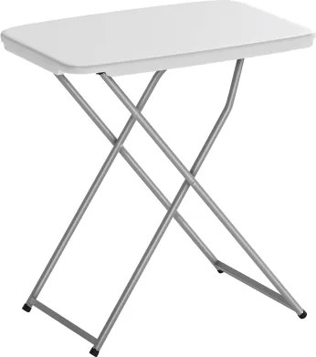 Outsunny přenosný skládací kempingový stůl s 5stupňovým nastavením výšky, HDPE deska stolu a kovový rám 75x50x73,5 cm bílá