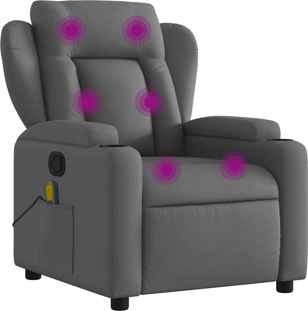 Masážní křeslo s polohovacím mechanismem, tmavě šedé, látkové 3206001