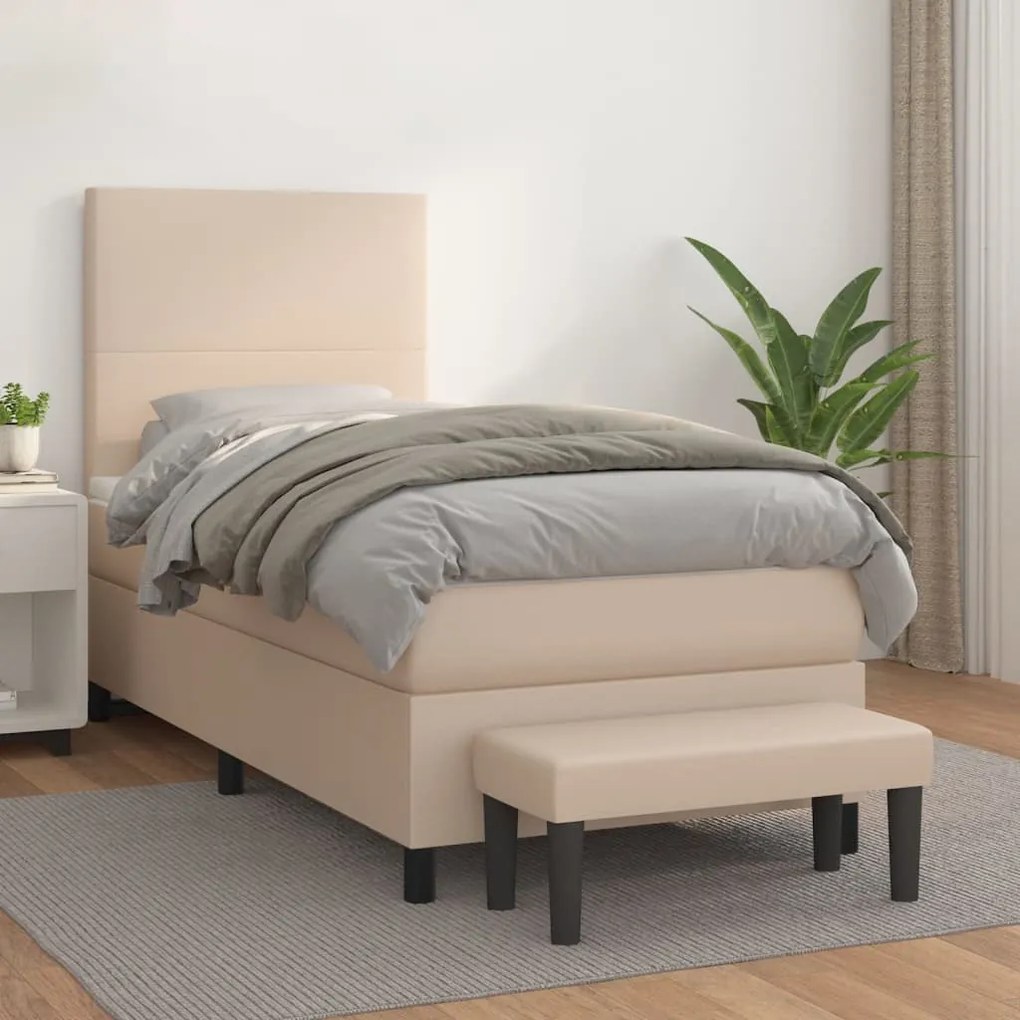 Box spring postel s matrací cappuccino 80 x 200 cm umělá kůže