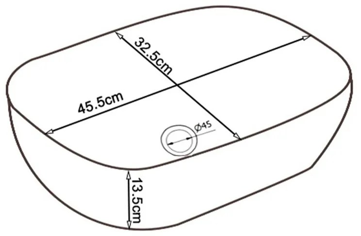 BPS-koupelny Keramické umyvadlo na desku HYD-MO-GL-455 45,5x32,5 cm, zlaté