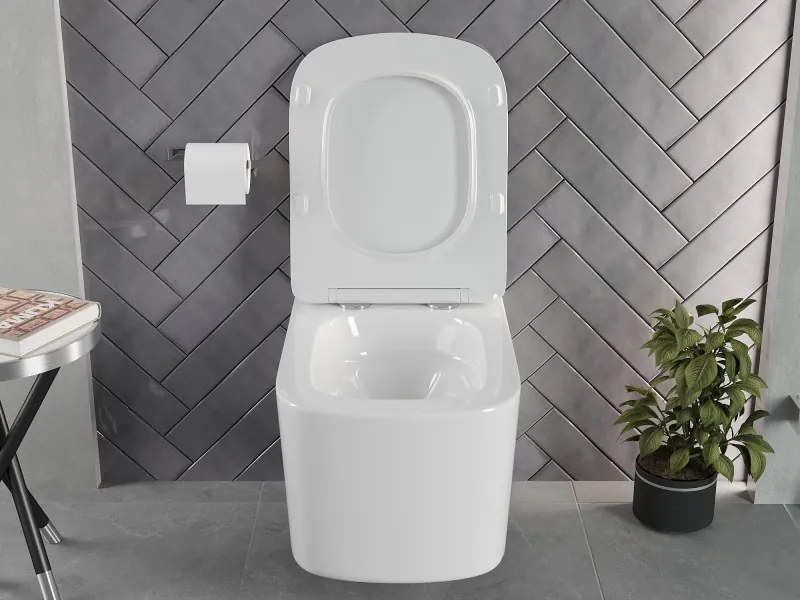 Mexen Vivo, závěsná WC mísa 555x370x335 mm, Rimless Tornádo, bílá lesklá, 3361XX00T