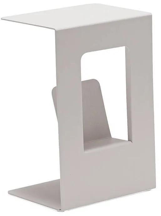 Odkládací stolek s držákem na noviny SWEET 40 cm šedobéžový