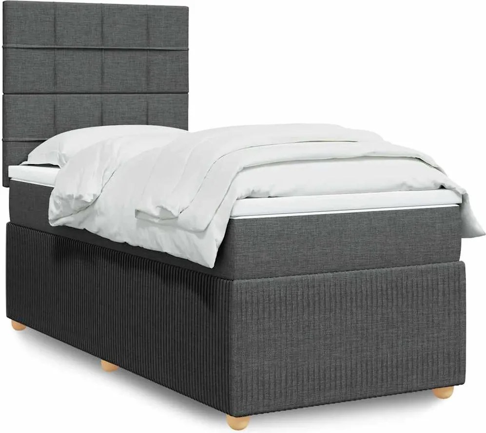 Box spring postel s matrací tmavě šedá 100 x 200 cm textil 3294268