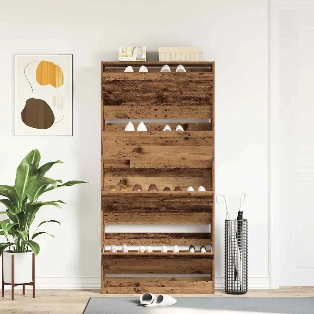 Skříň na obuv 80 x 21 x 163,5 cm Kompozitní dřevo Staré dřevo 3334025