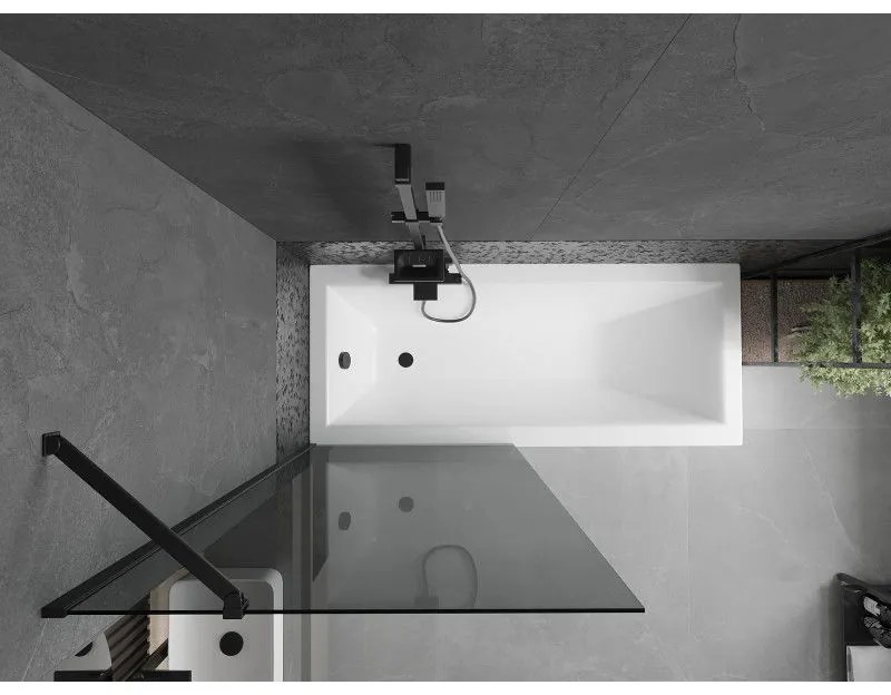 Mexen Next, vanová zástěna 1-křídlová 80 x 150 cm, fixní křídlo, 6 mm šedé sklo, černý profil, 895-080-000-00-40-70