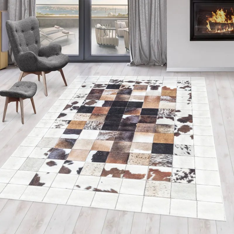 Ayyildiz, Kusový koberec Fiesta 4306 white, 140x200, vícebarevná, chodba / předsíň