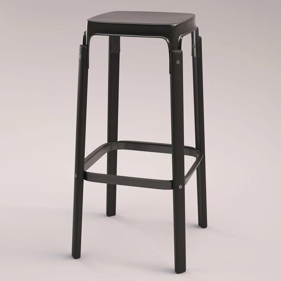 MAGIS - Barová židle STEELWOOD STOOL vysoká - černá