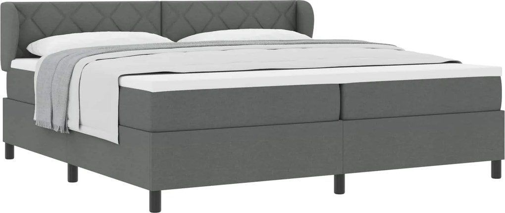Postel s boxspringem s čelo Tmavě šedá 200 x 200 cm textil 3340109