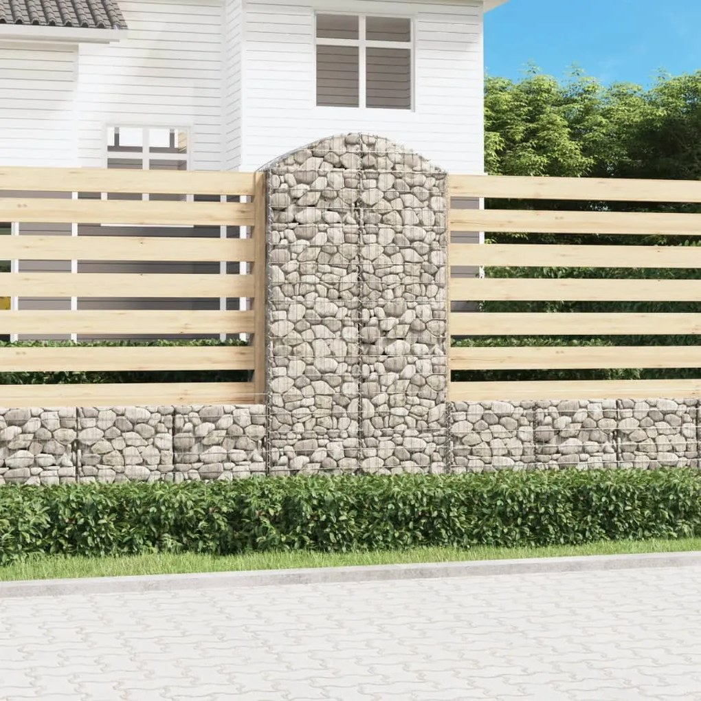 Klenutý gabionový koš 100 x 50 x 200/220 cm pozinkované železo 153440