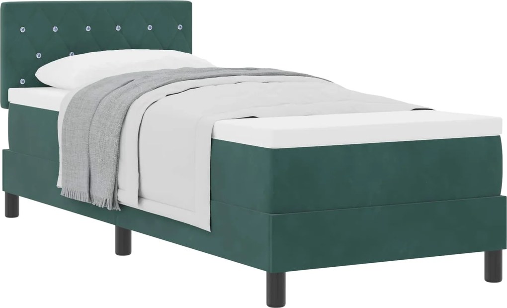 Postel s boxspringem s matrací Tmavě zelená 80 x 200 cm samet 3339071