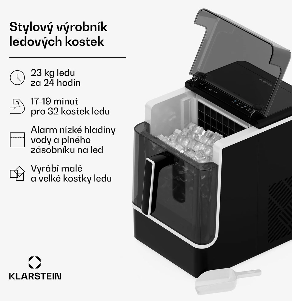 Klarstein Ice Lux výrobník ledu, Nerezová ocel, 23 kg/24 h, Automatické čištění