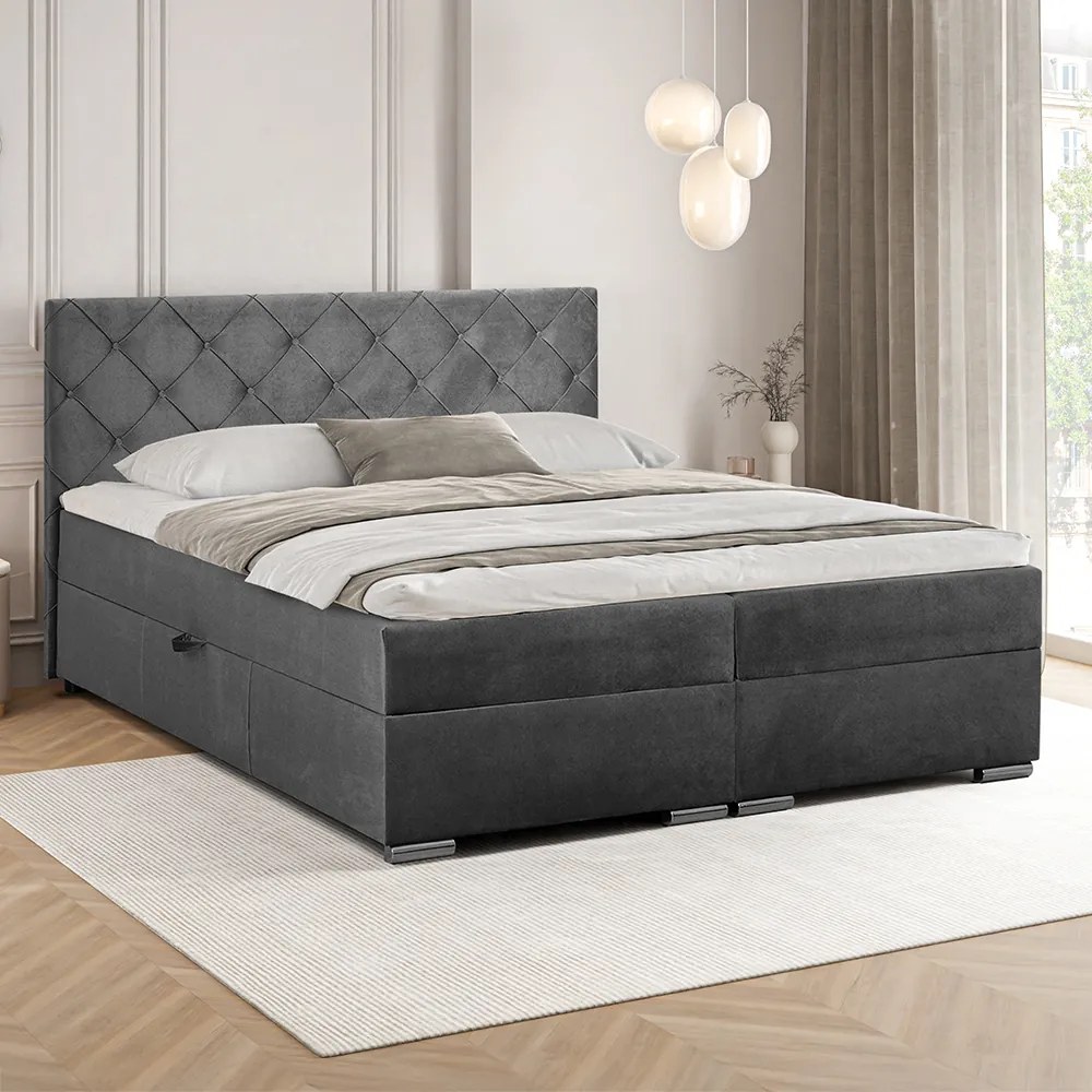 Postel dvoulůžko BOXSPRING MALAGA + topper v ceně | 180x200 | VÝBĚR TKANIN