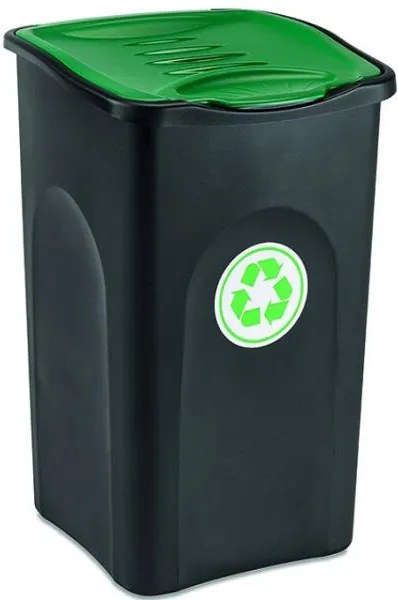 Odpadkový koš na tříděný odpad ECOGREEN 50L zelené víko