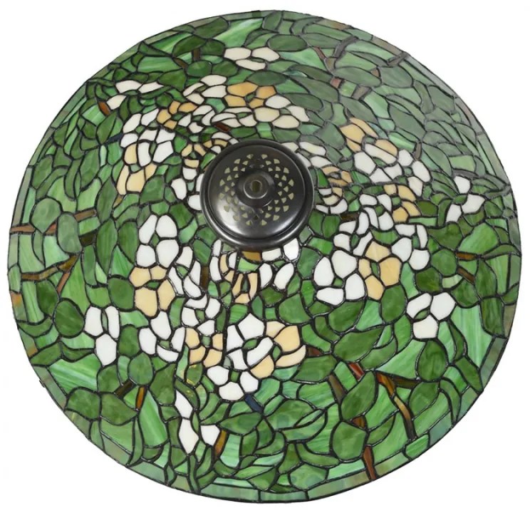 Závěsné světlo Tiffany Hendrika zelené s florálním motivem – 50 cm
